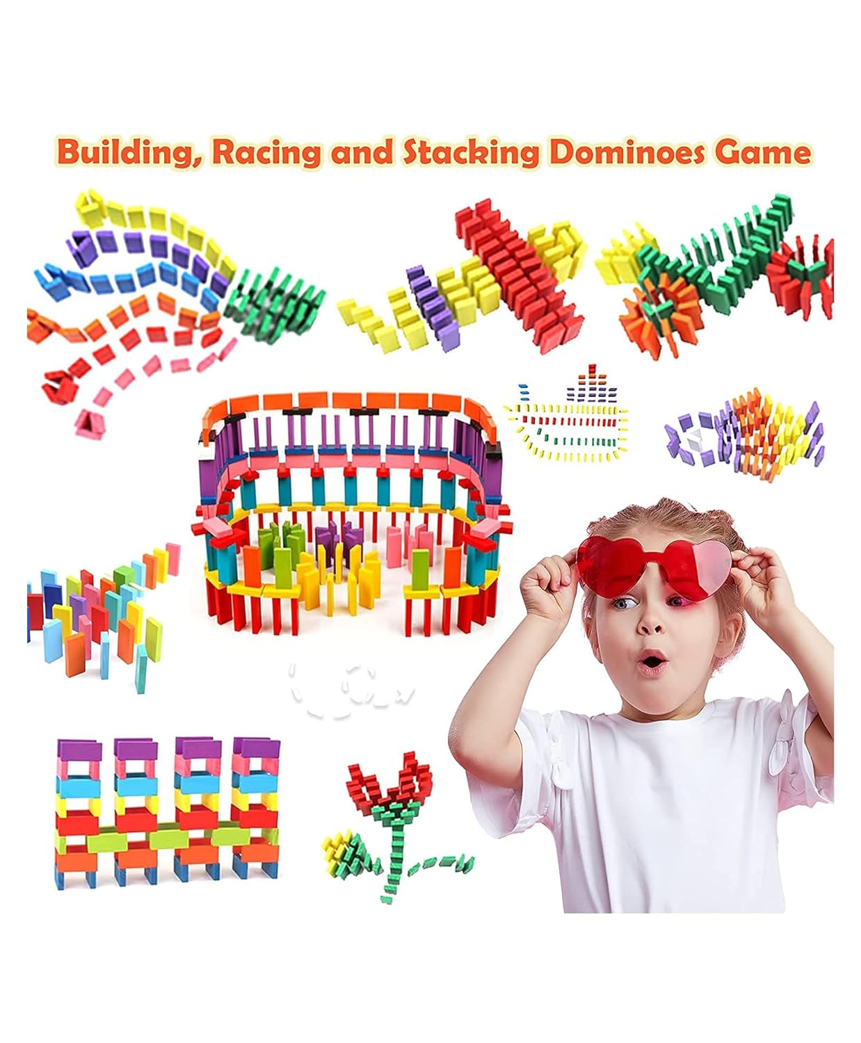 Toy Imagine™ 120 Piece Colourful Wooden Domino Blocks For Kids